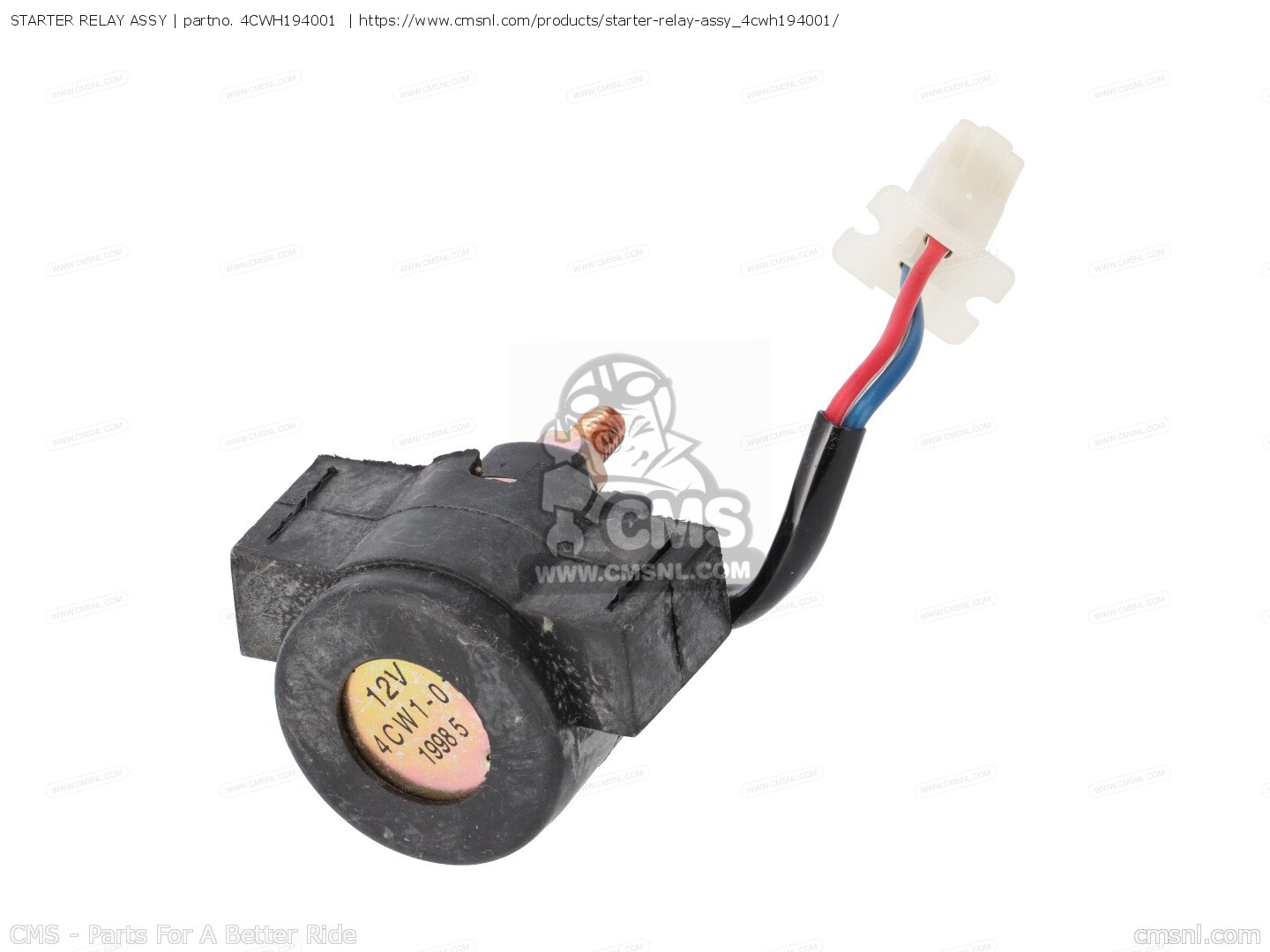 4CWH194001: STARTER RELAY ASSY Yamaha - buy the 4CW-H1940-01-00 at CMSNL