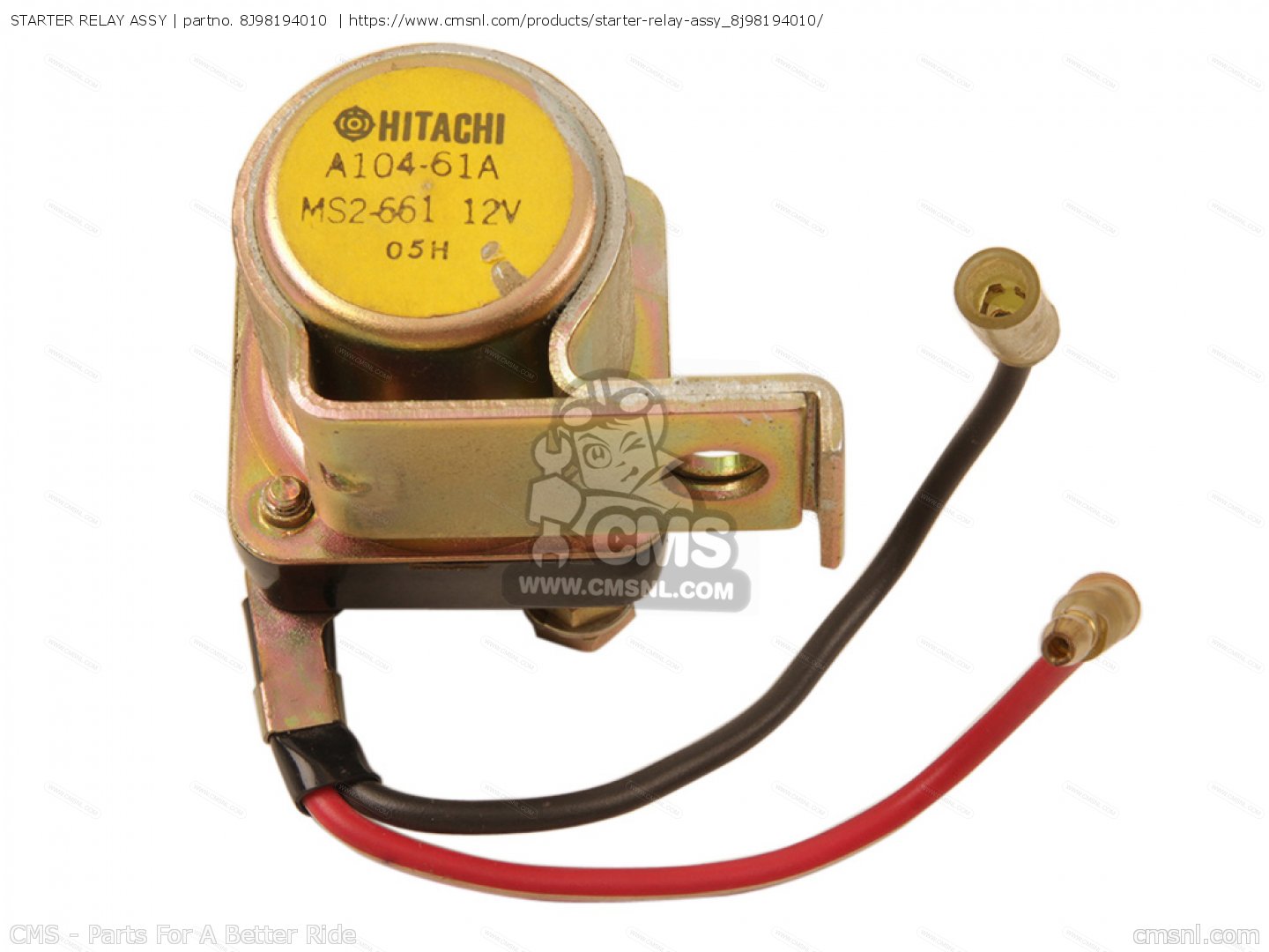 8J98194010: STARTER RELAY ASSY Yamaha - buy the 8J9-81940-10-00 at CMSNL