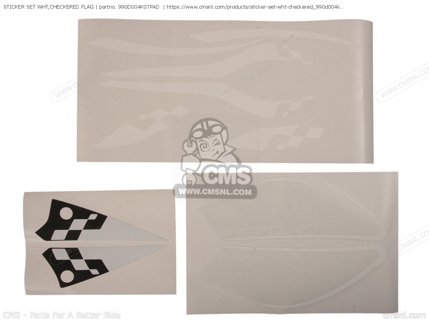 990D004K07PAD: STICKER SET WHT,CHECKERED FLAG Suzuki - buy the 990D0 ...