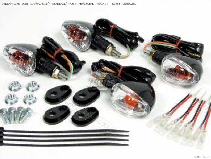 05080282: STREAM LINE TURN SIGNAL SET(4PCS/BLACK) FOR NINJA250R/D ...