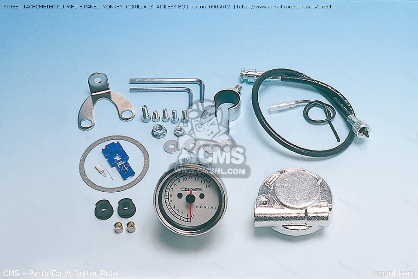 0905012: Street Tachometer Kit White Panel Monkey ,gorilla (stainless ...