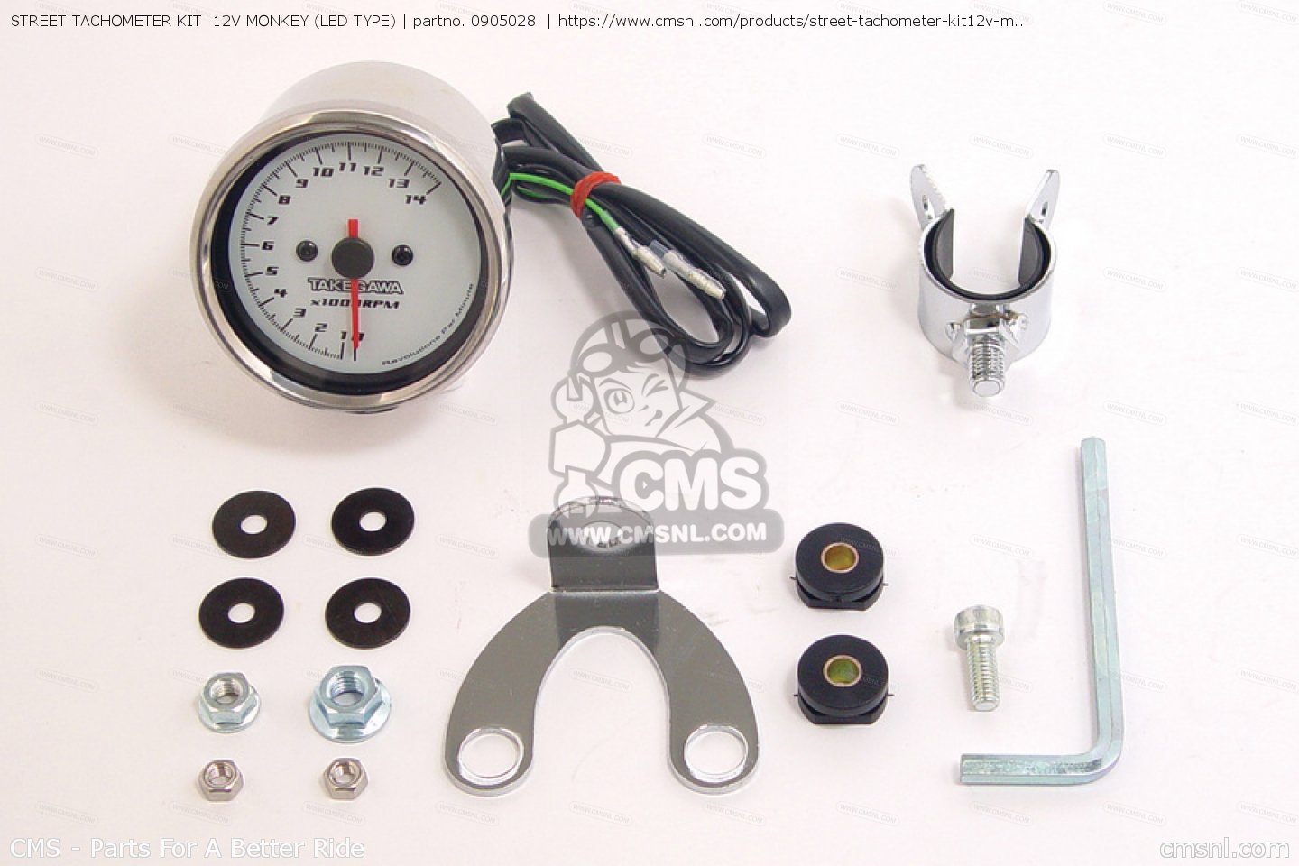 0905028: Street Tachometer Kit 12v Monkey (led Type) Takegawa - buy the ...