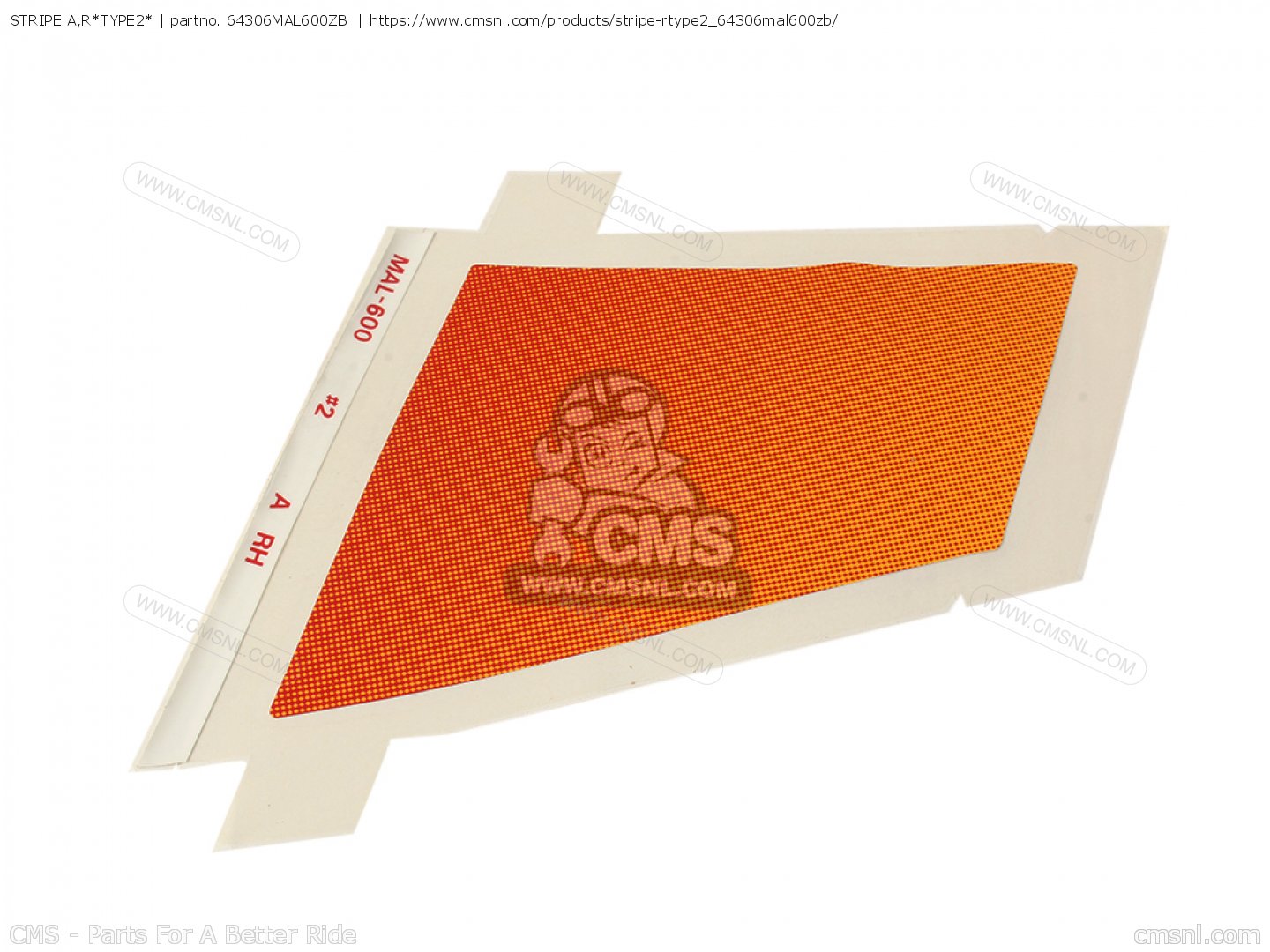 64306MAL600ZB: STRIPE A,R*TYPE2* Honda - buy the 64306-MAL-600ZB at CMSNL