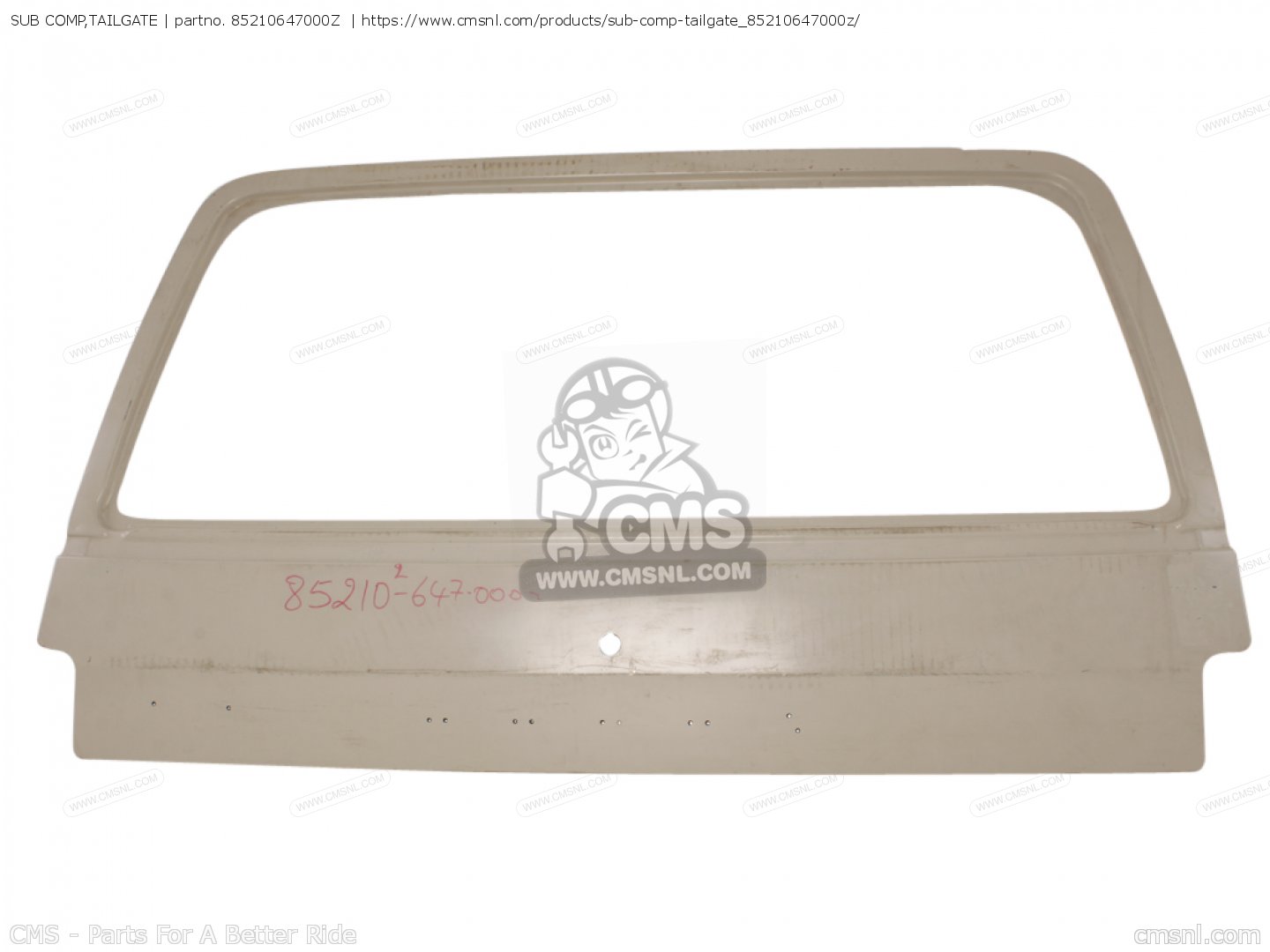 85210647000Z: SUB COMP,TAILGATE Honda - buy the 85210-647-000Z at CMSNL