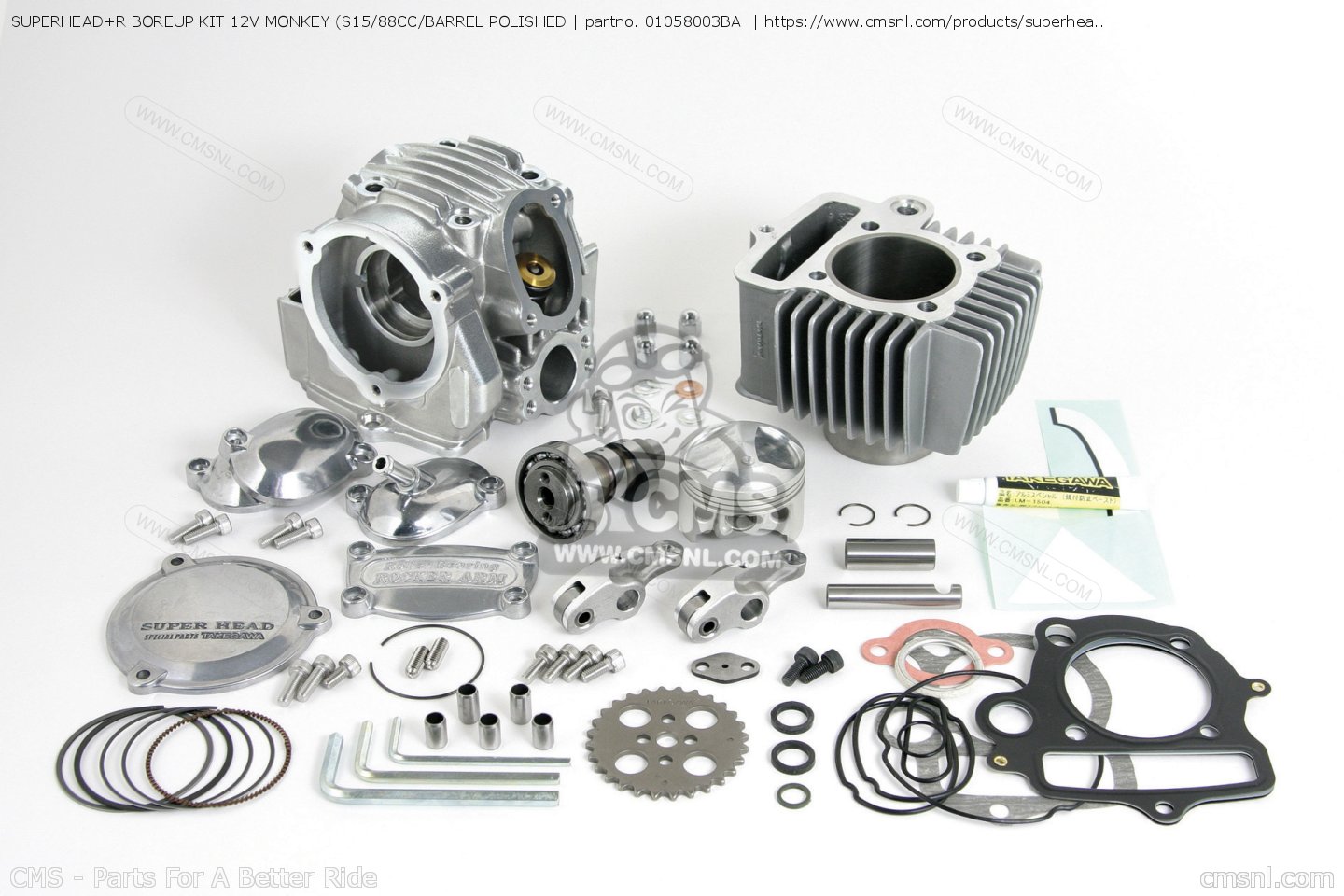 01058003BA: SUPERHEAD+R BOREUP KIT 12V MONKEY (S15/88CC/BARREL POLISHED Takegawa - buy the 01-05 ...
