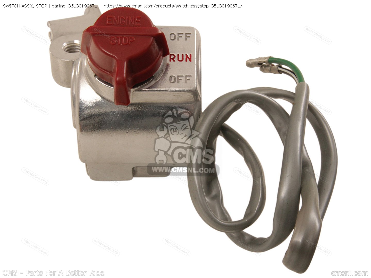 35130190671: SWITCH ASSY., STOP Honda - buy the 35130-190-671 at CMSNL