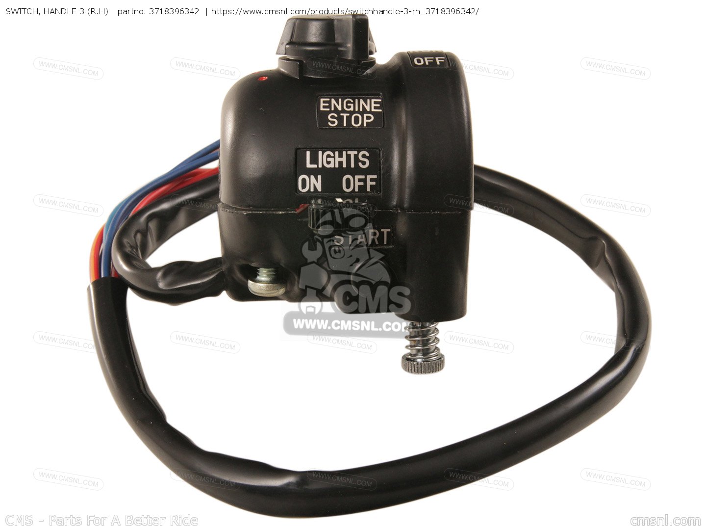3718396342: SWITCH, HANDLE 3 (R.H) Yamaha - buy the 371-83963-42-00 at ...