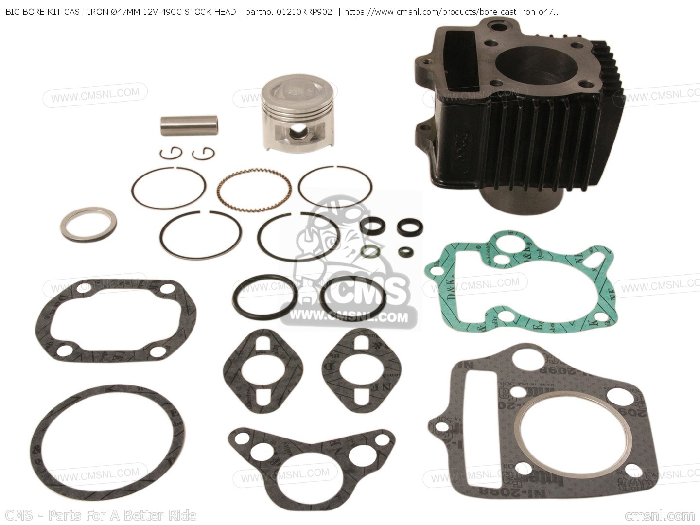 BIG BORE KIT CAST IRON Ø47MM 12V 49CC STOCK HEAD for Honda - order at CMSNL