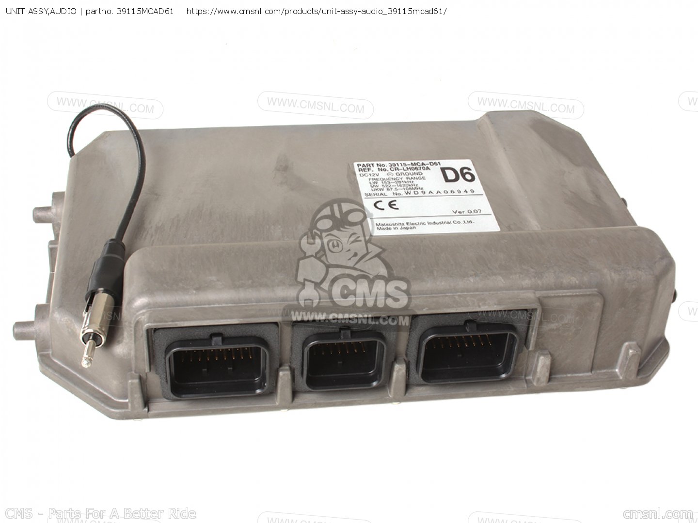 39115MCAD61: UNIT ASSY,AUDIO Honda - buy the 39115-MCA-D61 at CMSNL