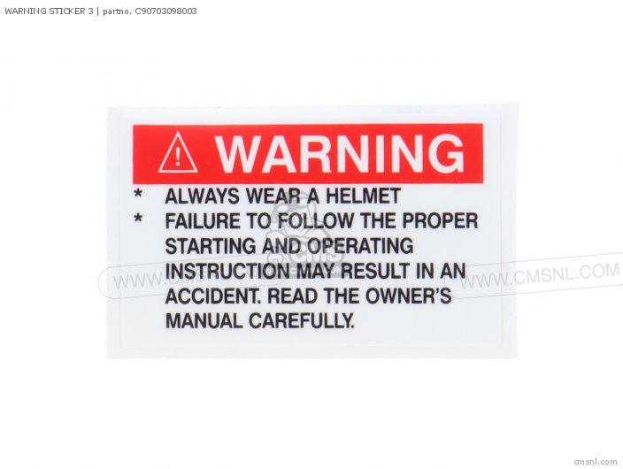 C90703098003: WARNING STICKER 3 KTM - buy the C90703098003 at CMSNL